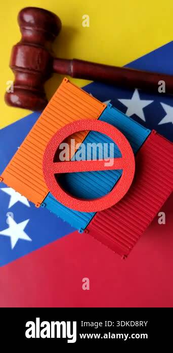 The cargo container ban on the Venezuela flag as a conceptual backdrop ...