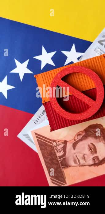 The cargo container ban on the Venezuela flag as a conceptual backdrop ...