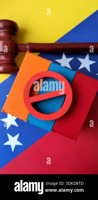 The cargo container ban on the Venezuela flag as a conceptual backdrop ...