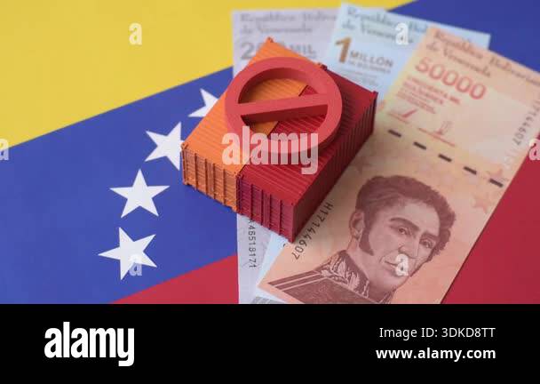 The cargo container ban on the Venezuela flag as a conceptual backdrop ...