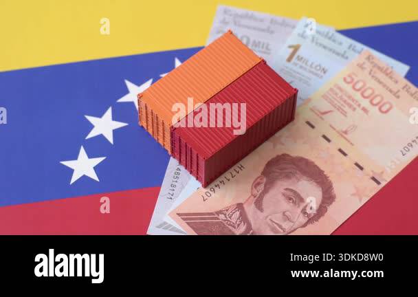 The cargo container ban on the Venezuela flag as a conceptual backdrop ...
