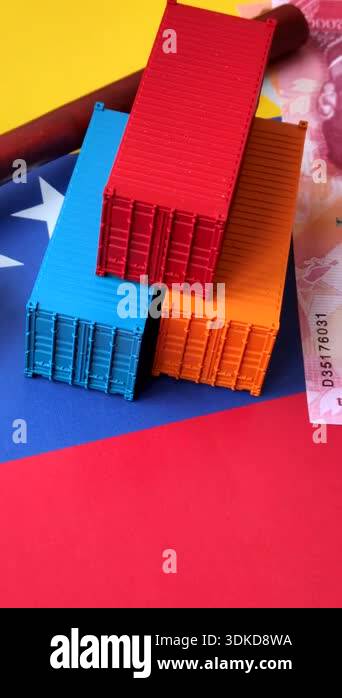 The cargo container ban on the Venezuela flag as a conceptual backdrop ...