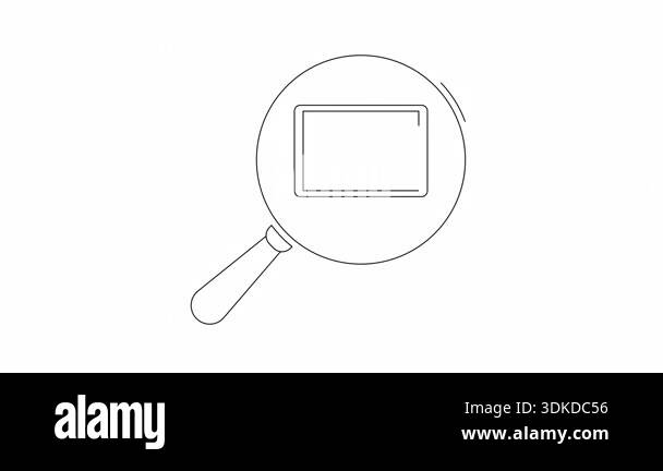 A magnifying glass focuses on a laptop, symbolizing the search for ...