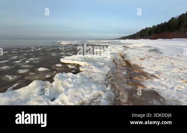 baltic sea beach winter cold waves jurmala latvia Stock Video Footage ...
