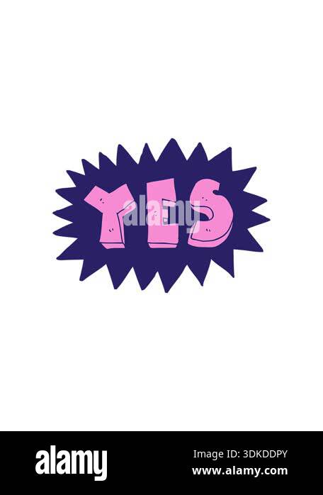 shine light effect animation of cartoon yes sign Stock Video Footage ...