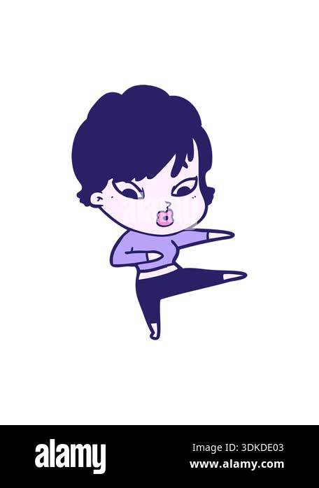 bob and pause animation of cartoon illustration of female character ...