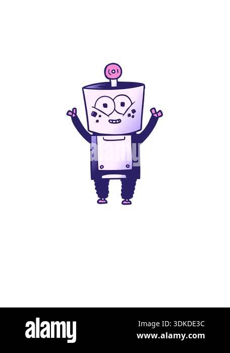 rise and float animation of happy cartoon of robot waving hello Stock ...