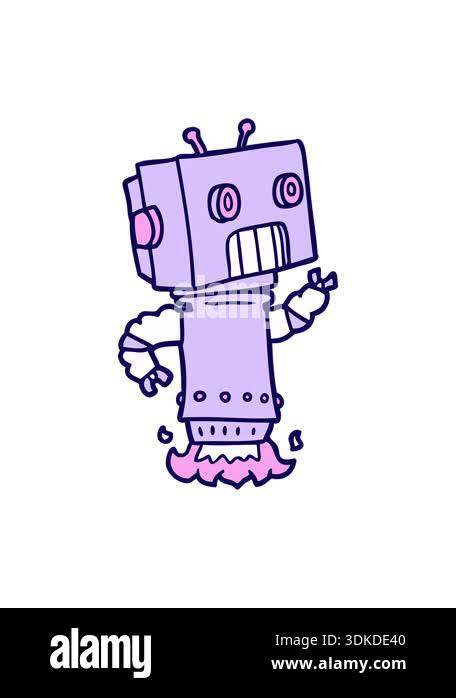 neon light effect animation of cartoon android design Stock Video ...