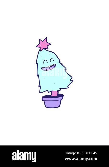 splitting effect animation of cartoon dancing christmas tree Stock ...