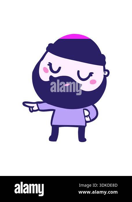 power up animation of cute cartoon man with beard Stock Video Footage ...