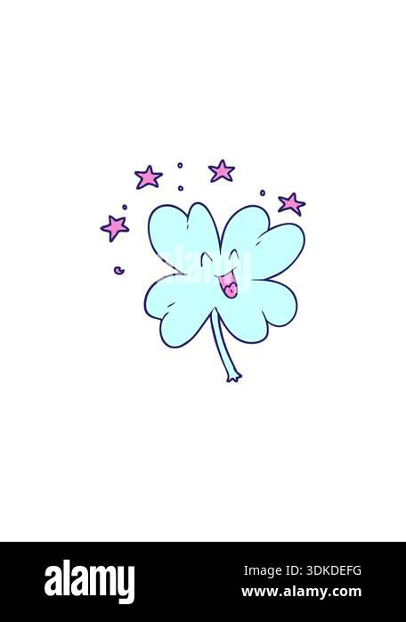 flashy sales animation of happy cartoon four leaf clover Stock Video ...