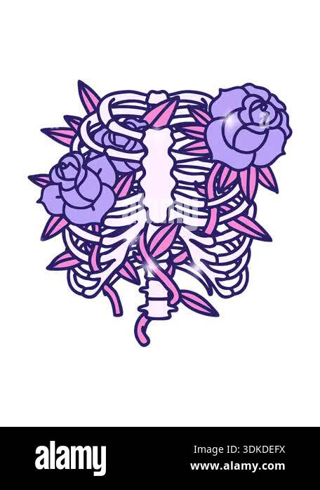 glitter effect animation of iconic tattoo style image of a rib cage and ...