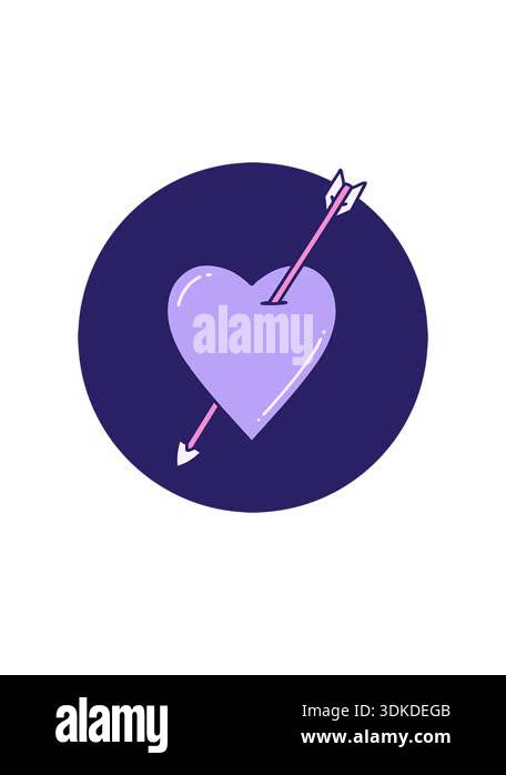 starburst effect animation of iconic image of an arrow and heart Stock ...