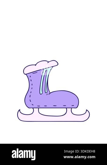 stretching up animation of hand drawn cartoon doodle of an ice skate ...
