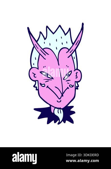 neon light effect animation of cartoon doodle devil face Stock Video ...