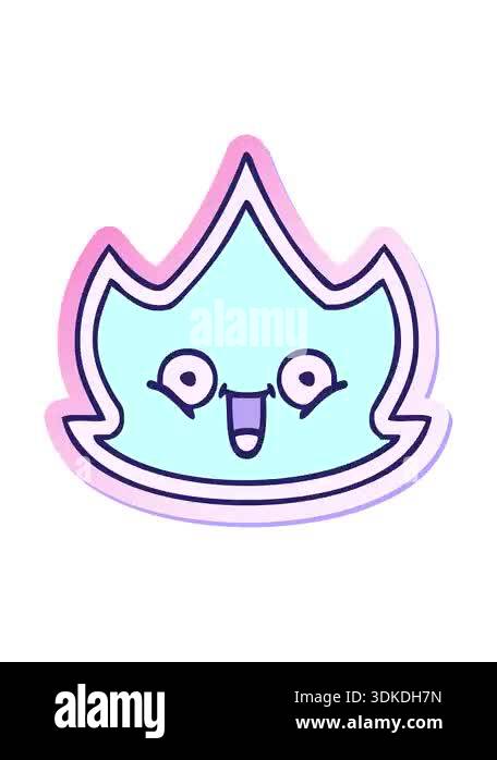 shivering motion animation of sticker of a cute cartoon happy fire ...