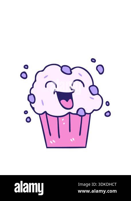 stretching up animation of hand drawn quirky cartoon happy muffin Stock ...