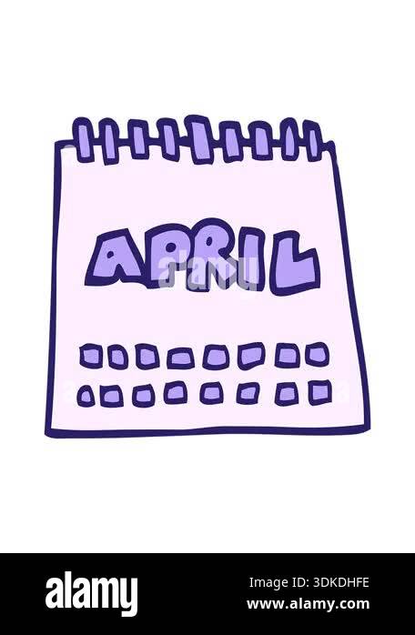 shaking motion animation of cartoon calendar showing month of april ...