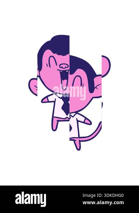 splitting motion animation of cartoon laughing monkey Stock Video ...