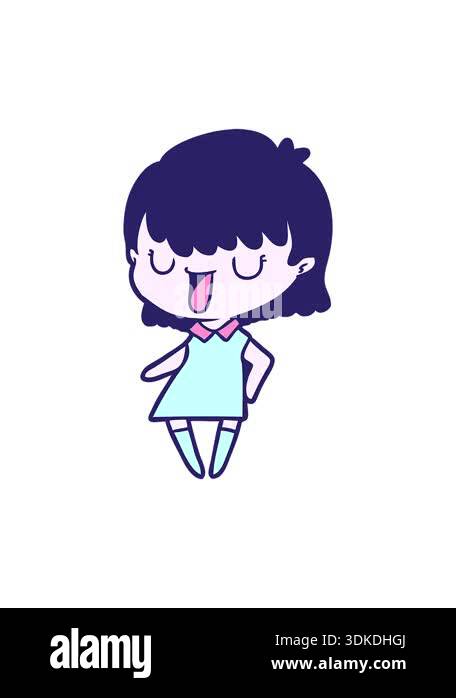 spinning motion animation of cartoon illustration of a female character ...
