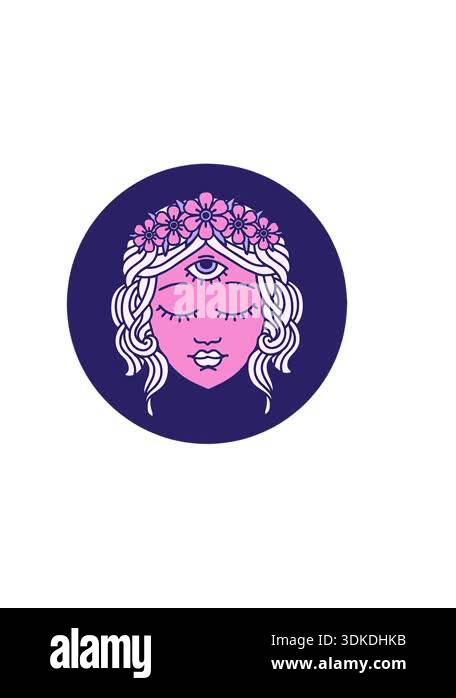 horizontally vibrating animation of iconic tattoo style image of female ...