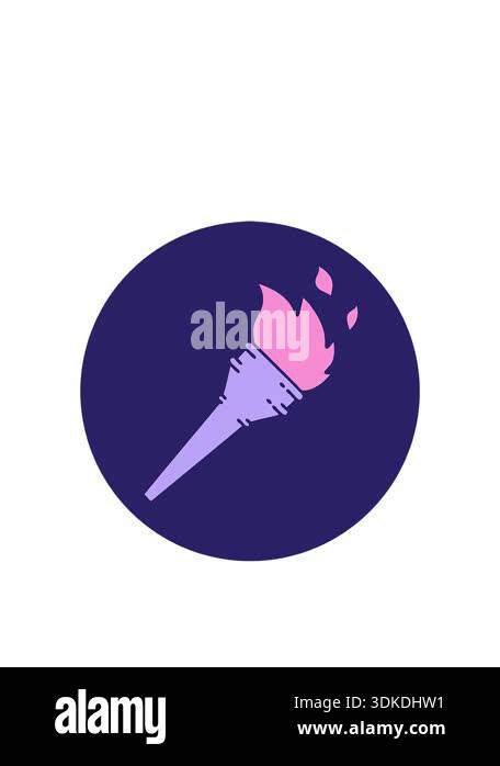 rise and float animation of iconic style image of a lit torch Stock ...