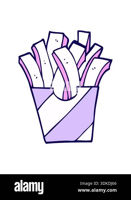 neon light effect animation of cartoon doodle fries Stock Video Footage ...