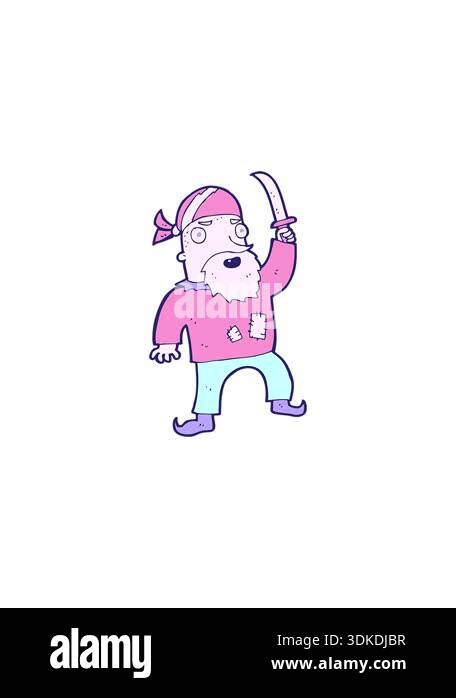 starburst effect animation of cartoon doodle pirate Stock Video Footage ...