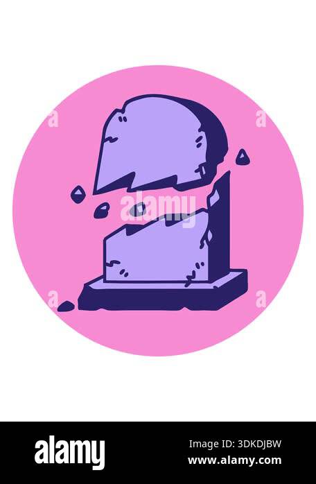 bobbing motion animation of iconic tattoo style image of a broken grave ...