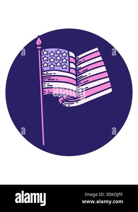 bob and pause animation of tattoo style image of the american flag ...