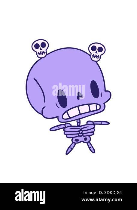 spinning skulls animation of cartoon illustration kawaii cute dead ...