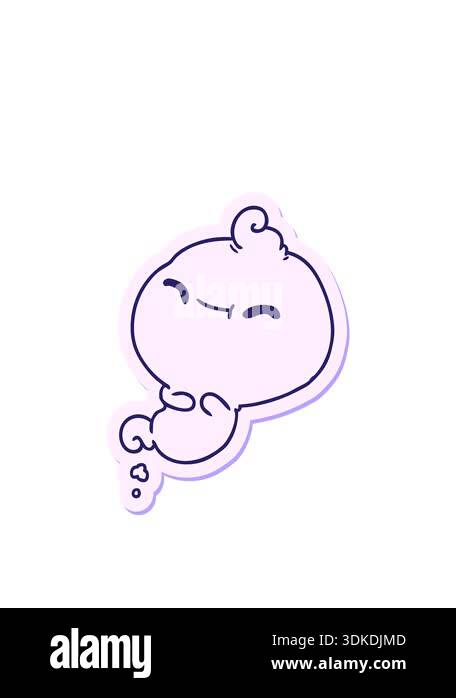 stretching up animation of freehand drawn sticker cartoon of kawaii ...