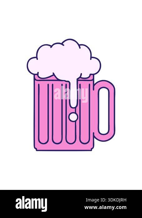 pressure popping animation of iconic tattoo style image of a beer ...