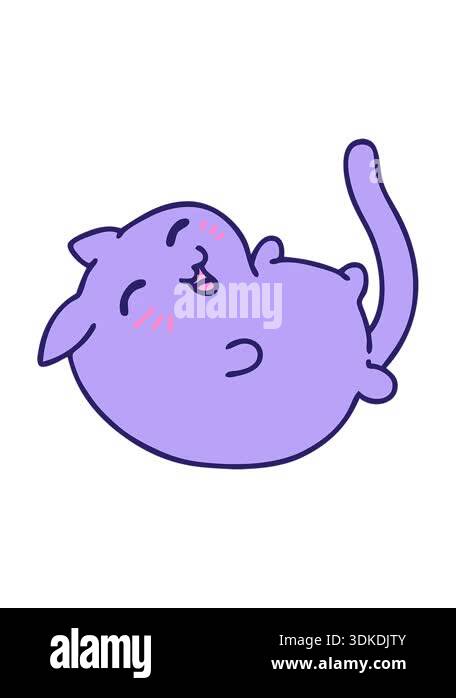 jiggle and pause animation of cartoon of a cute happy cat laughing ...