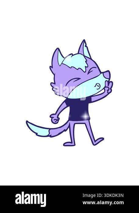 glitter effect animation of fox cartoon character illustration Stock ...