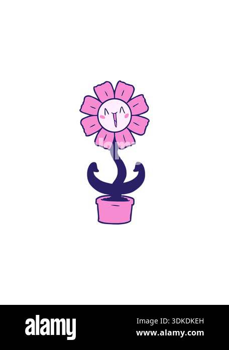 radioactive glowing animation of happy cartoon flower Stock Video ...