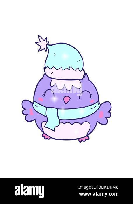 glitter effect animation of cute christmas owl Stock Video Footage - Alamy