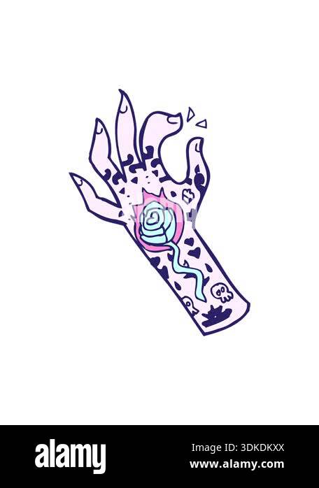 jiggle and pause animation of cartoon tattoo hand Stock Video Footage ...