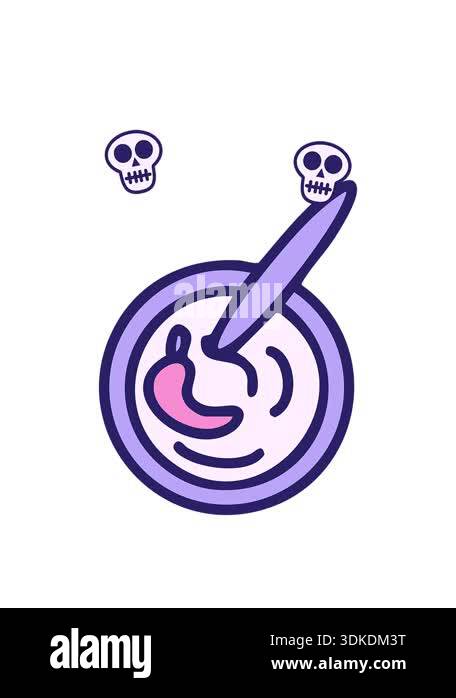 spinning skulls animation of brazzilian chili dip in small bowl drawing ...