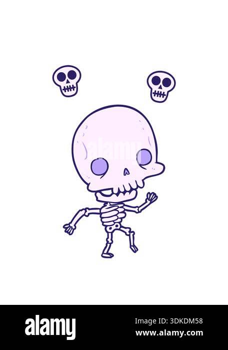 spinning skulls animation of a cute cartoon dancing skeleton Stock ...