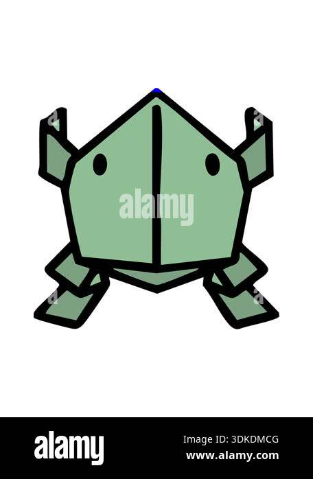 power up animation of japanese folded paper origami jumping frog Stock ...