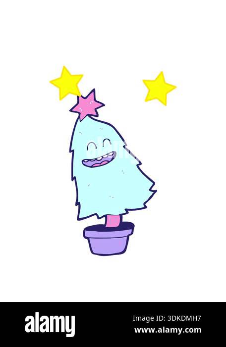 spinning stars animation of cartoon dancing christmas tree Stock Video ...