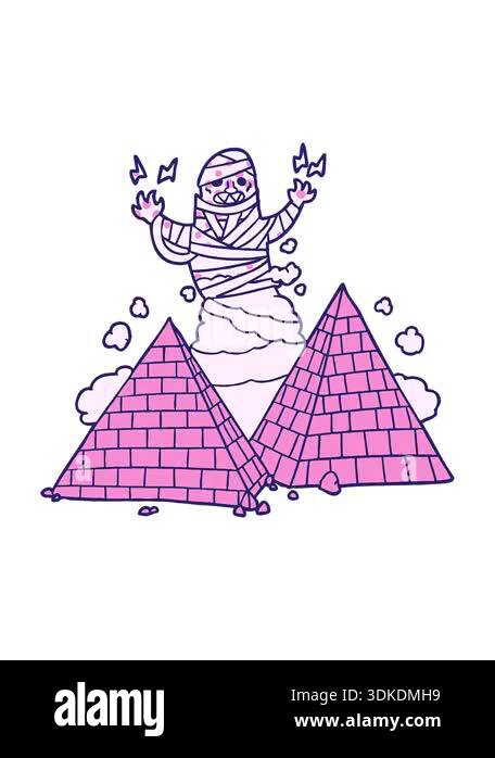 bobbing motion animation of cartoon mummy and pyramids Stock Video ...