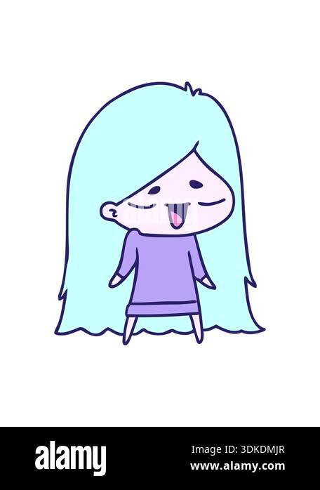 jiggle and pause animation of freehand drawn cartoon of cute kawaii ...