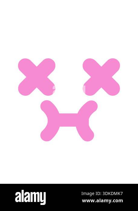 blinking radial lines animation of cute dead face icon Stock Video ...