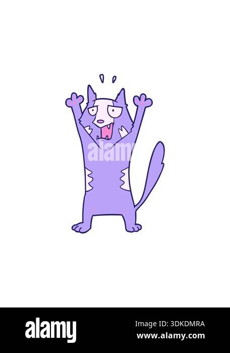 popping motion animation of cartoon panicking cat Stock Video Footage ...