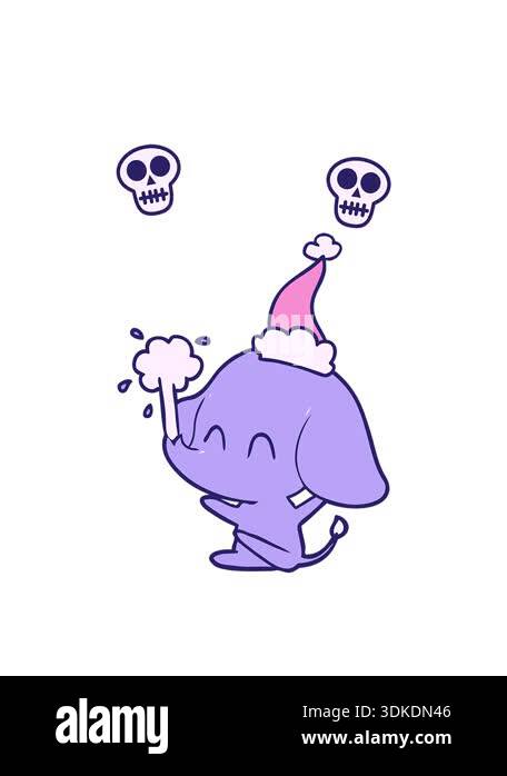 spinning skulls animation of cute hand drawn line drawing of a elephant ...