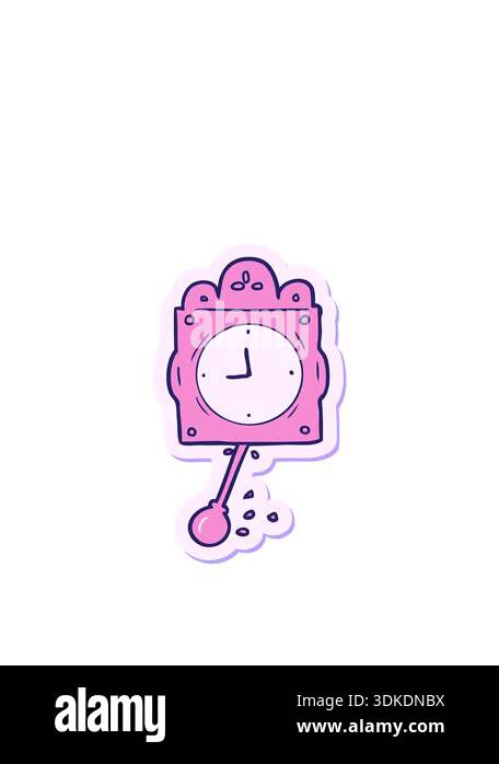 stretching up animation of sticker of a cartoon ticking clock Stock ...