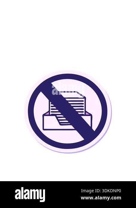 stretching up animation of sticker of a cute cartoon paper ban sign ...