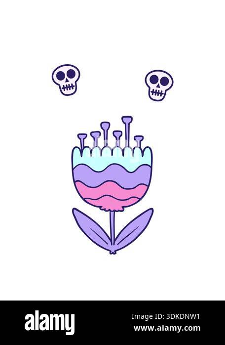 spinning skulls animation of cartoon patterned flower Stock Video ...